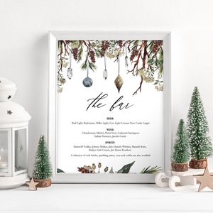 Christmas Bar Menu Printable Bar Menu Rustic Christmas Sign | Etsy
