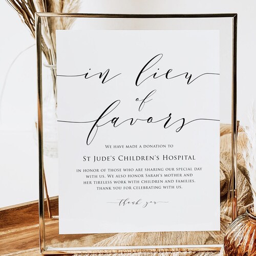 In Lieu of Favors Sign Template Minimal Wedding in Lieu of - Etsy