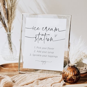 Ice Cream Station Sign, Editable Ice-cream Bar Sign, Modern Wedding ...