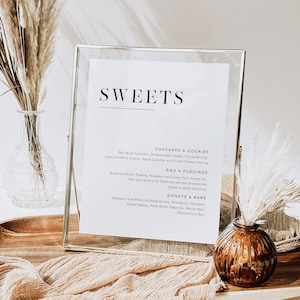 Sweets Menu Sign, Minimalist Desserts Sign Template, Printable Wedding ...