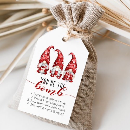 Valentines Day Chocolate Bomb Tag Gnomes Hot Cocoa Bomb Tag - Etsy
