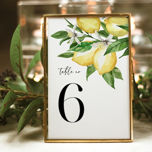 Printable Table Numbers Lemon Table Numbers 5x7 4x6 - Etsy