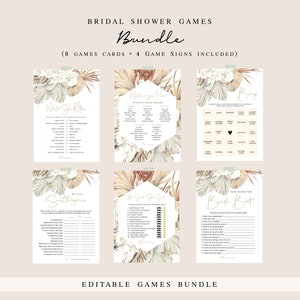 Boho Bridal Shower Game Bundle, Pampas Bridal Shower Games, Games ...