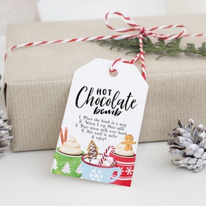 Christmas Hot Chocolate Bomb Tag, Printable Bomb Directions Tags, Cocoa ...