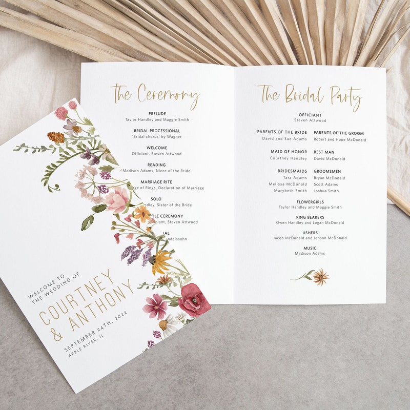 Wedding Program Template - Etsy