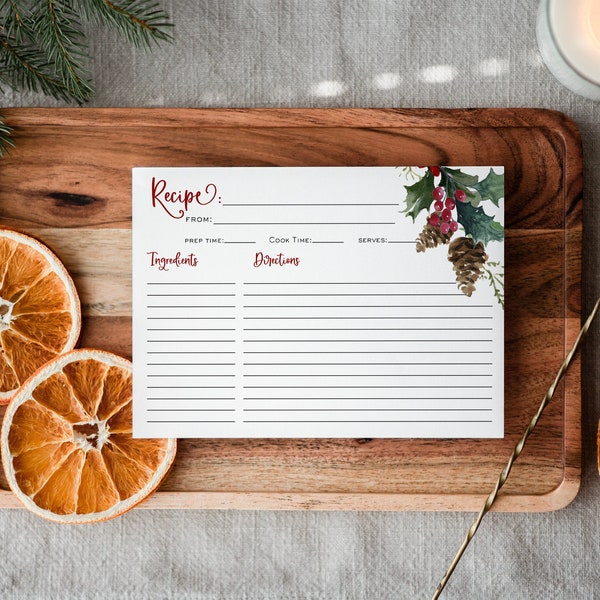 Holiday Recipe Cards - Etsy