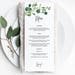 Greenery Menu Template, Menu Card Printable, Greenery Menu Printable ...
