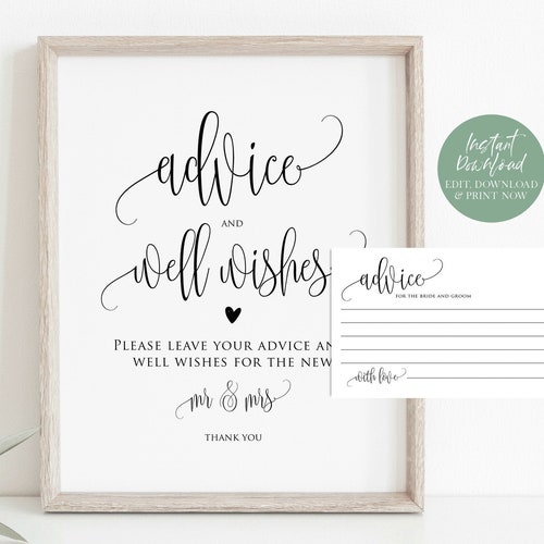 Advice & Wishes Sign and Card Well Wishes Personalize - Etsy