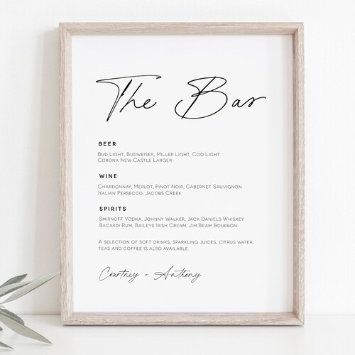 Printable Bar Menu Template Download Signature Cocktails Sign - Etsy