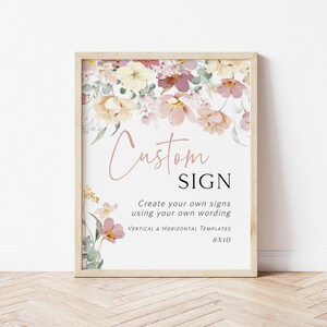 Wildflower Custom Sign, (portrait and Landscape), Floral Editable Sign ...