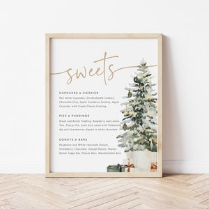 Sweets Menu Sign, Christmas Desserts Sign Template, Printable Sweets ...