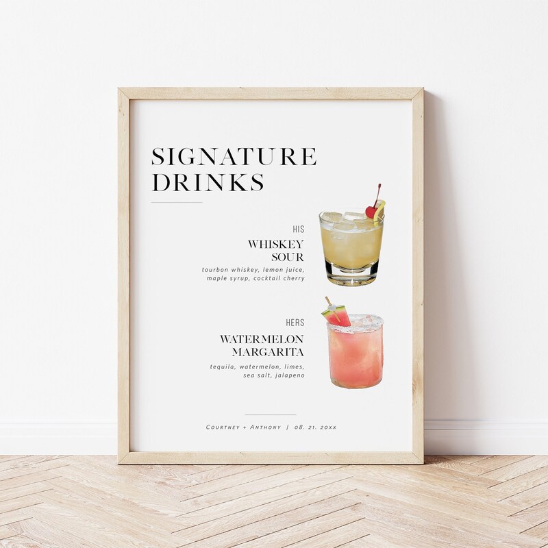 Signature Drink Sign - Etsy