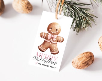 Set 4 Tags Pink Blue Presents Gingerbread House Window Tags / - Etsy