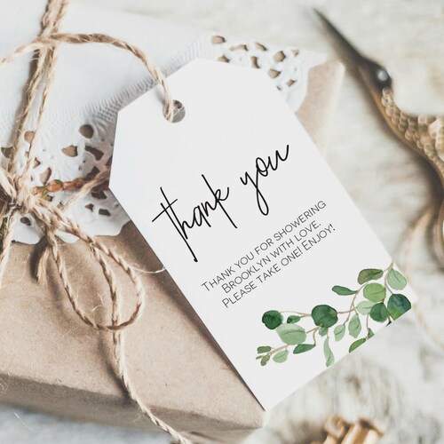 Greenery Thank You Tag Template Printable Favor Tag Greenery - Etsy