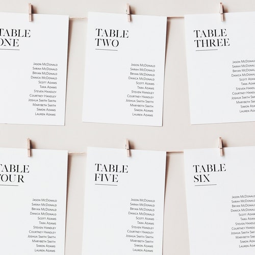 Wedding Seating Cards Minimalist Wedding Seating Chart - Etsy