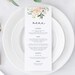 Peach Menu Card Template, Floral Menu Printable, Instant Download, 2 ...