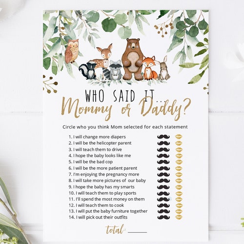 Woodland Celebrity Baby Names Game INSTANT DOWNLOAD Rustic - Etsy Australia