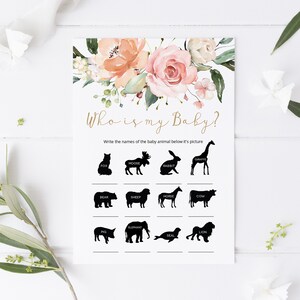 Baby Animal Names Baby Shower Game Floral Baby Shower Games - Etsy