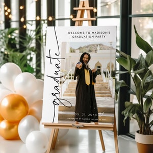 Graduation Welcome Sign, Photo Graduation Poster, Minimalist, College ...