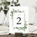 Greenery Table Numbers, Printable Table Numbers Template, Wedding Table ...