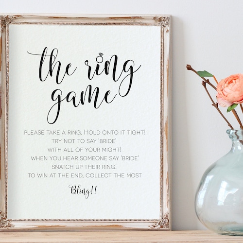 The Ring Game Bridal Shower Game Sign Bridal Shower Sign | Etsy