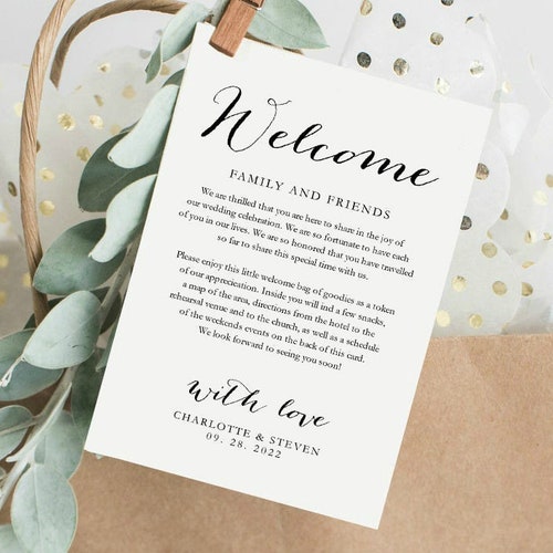 Wedding Welcome Card Wedding Itinerary Card TEMPLETT - Etsy