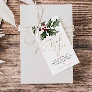 Christmas Favor Thank You Tag, Printable Favor Tag Template, Holiday ...