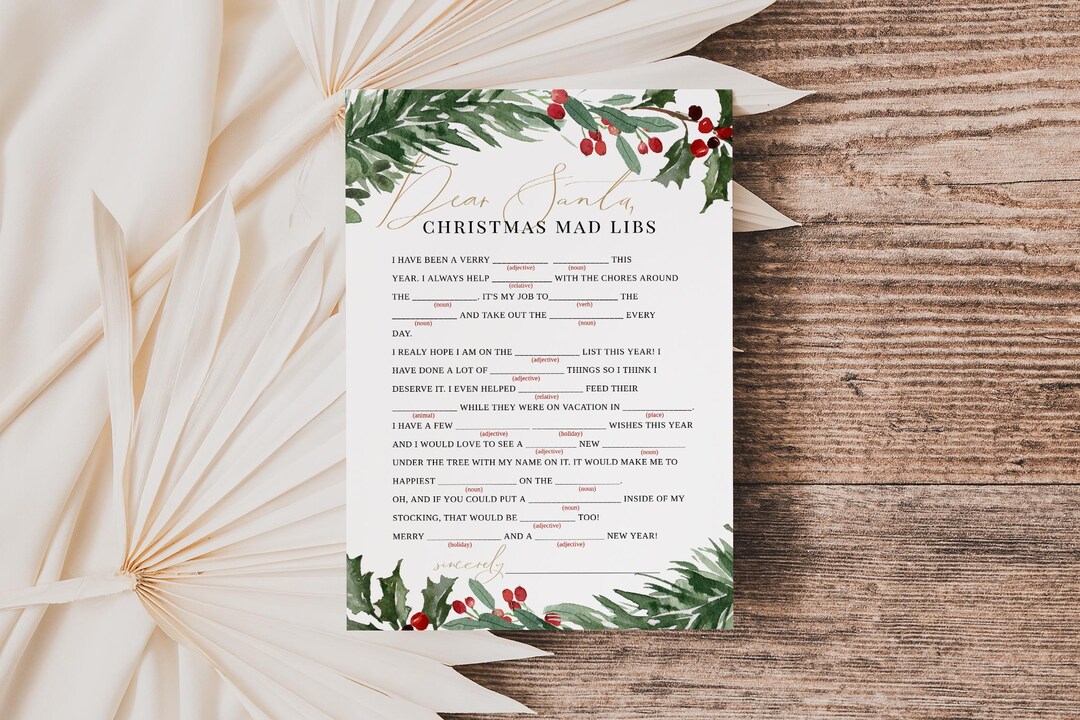 Christmas Mad Libs, Holiday Party Game, Christmas Story Mad Libs Card ...