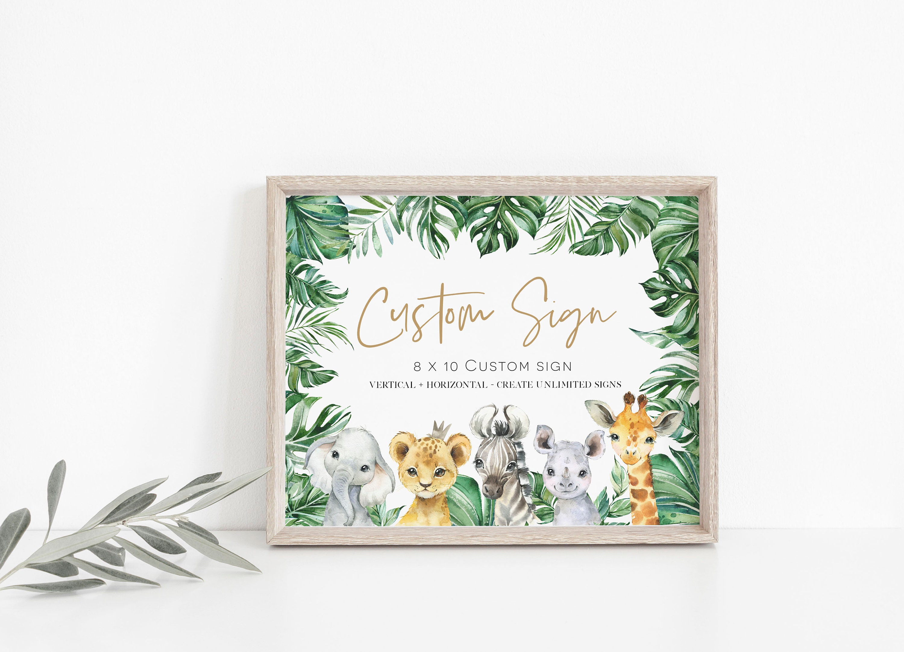 Jungle Custom Sign portrait and Landscape Safari Editable - Etsy
