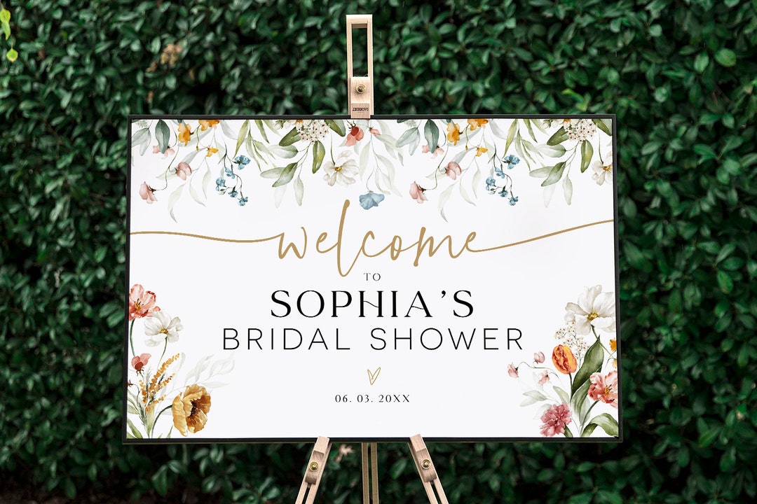 Wildflower Welcome Sign Poster, Shower Welcome Sign, Floral Welcome ...