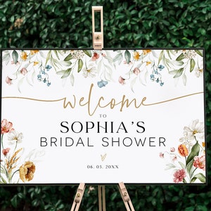 Wildflower Welcome Sign Poster, Shower Welcome Sign, Floral Welcome ...