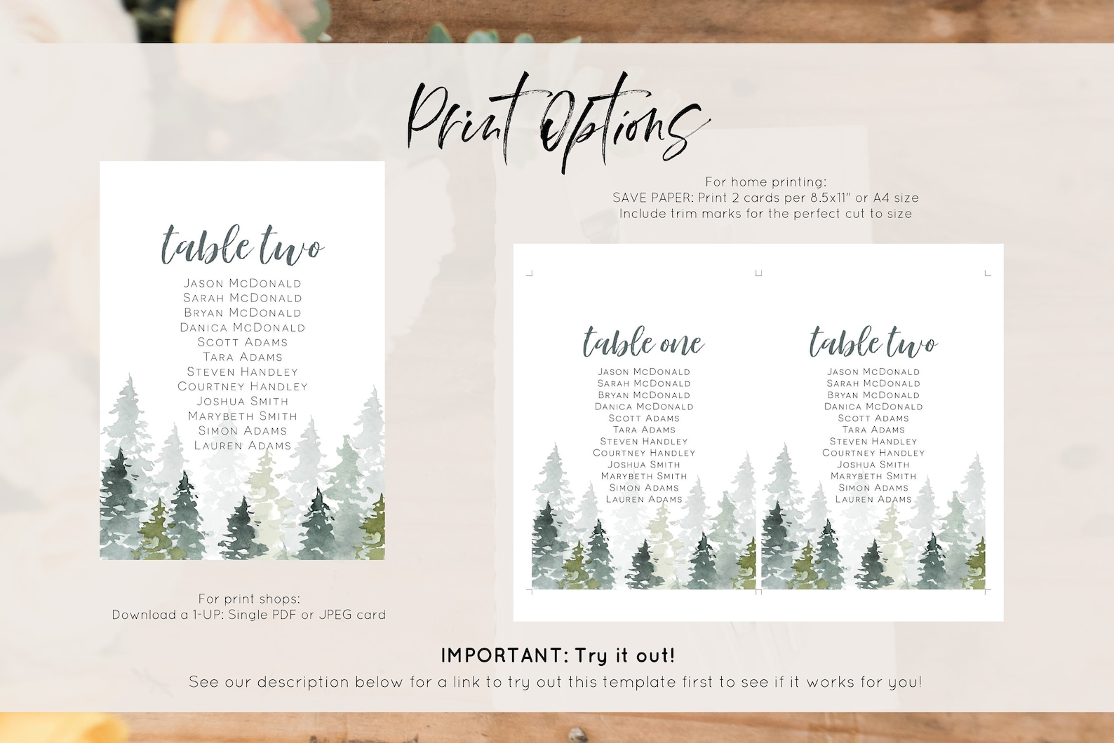 Pine Trees Seating Chart Cards Seating Chart Wedding Winter - Etsy