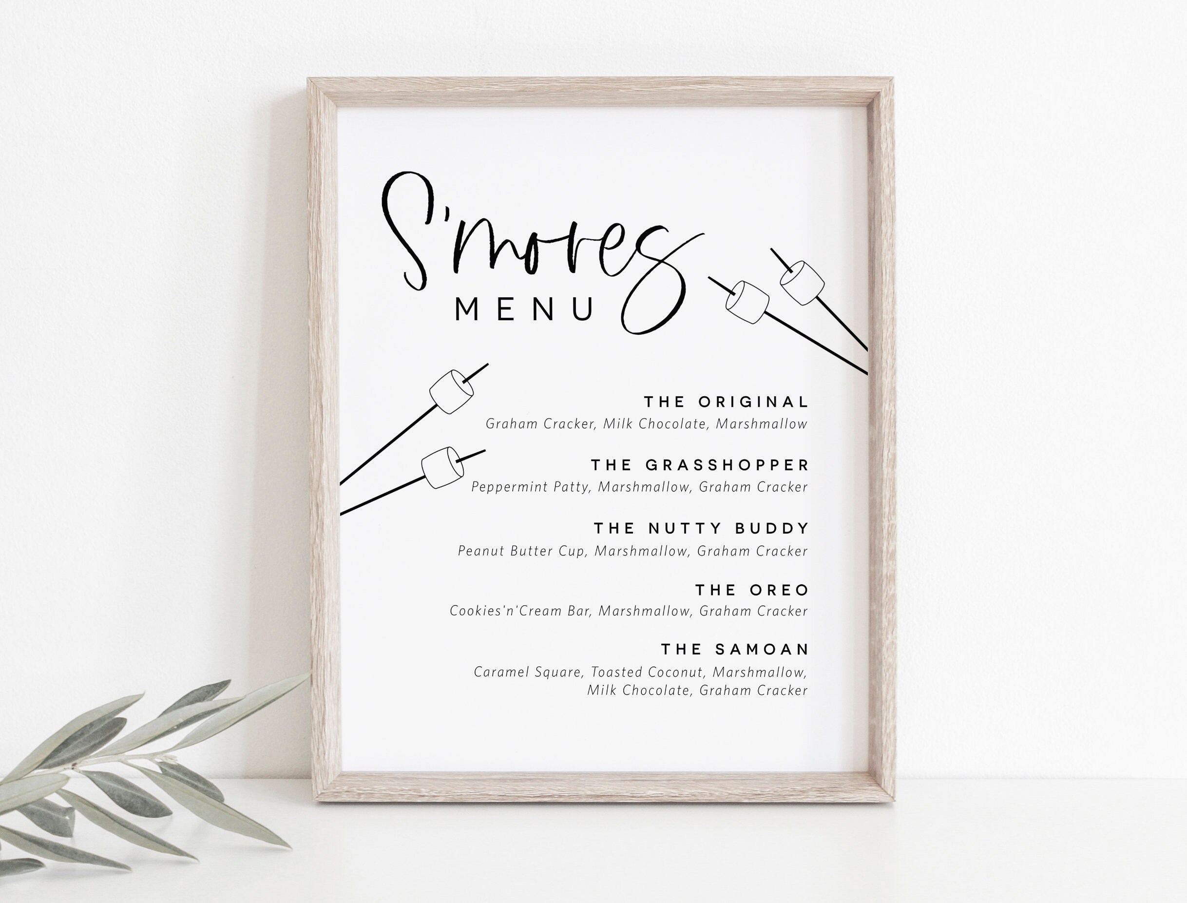 S'mores Menu Sign, Smore Bar Sign, S'more Station, Summer Wedding, Fall ...