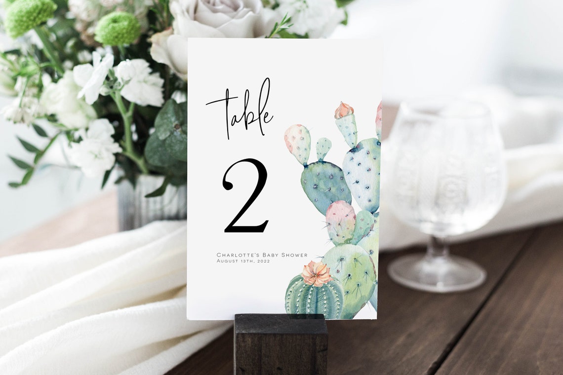 Cactus Table Numbers, Printable Table Numbers Template, Blush Cactus ...