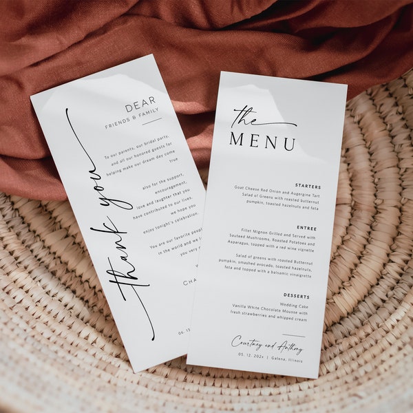 Menu Cards - Etsy
