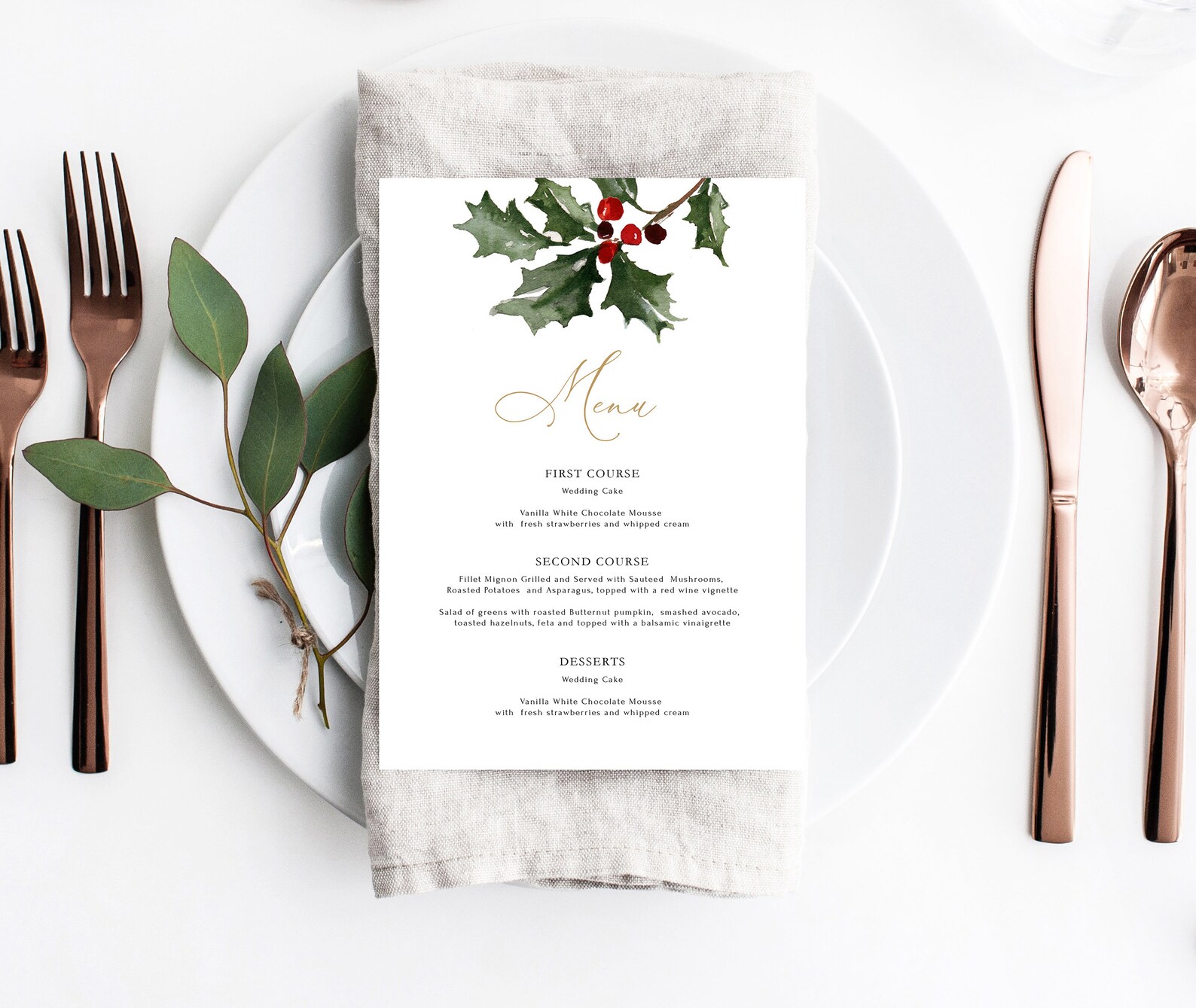 Christmas Menu Template Menu Card Printable Menu 5x7 | Etsy