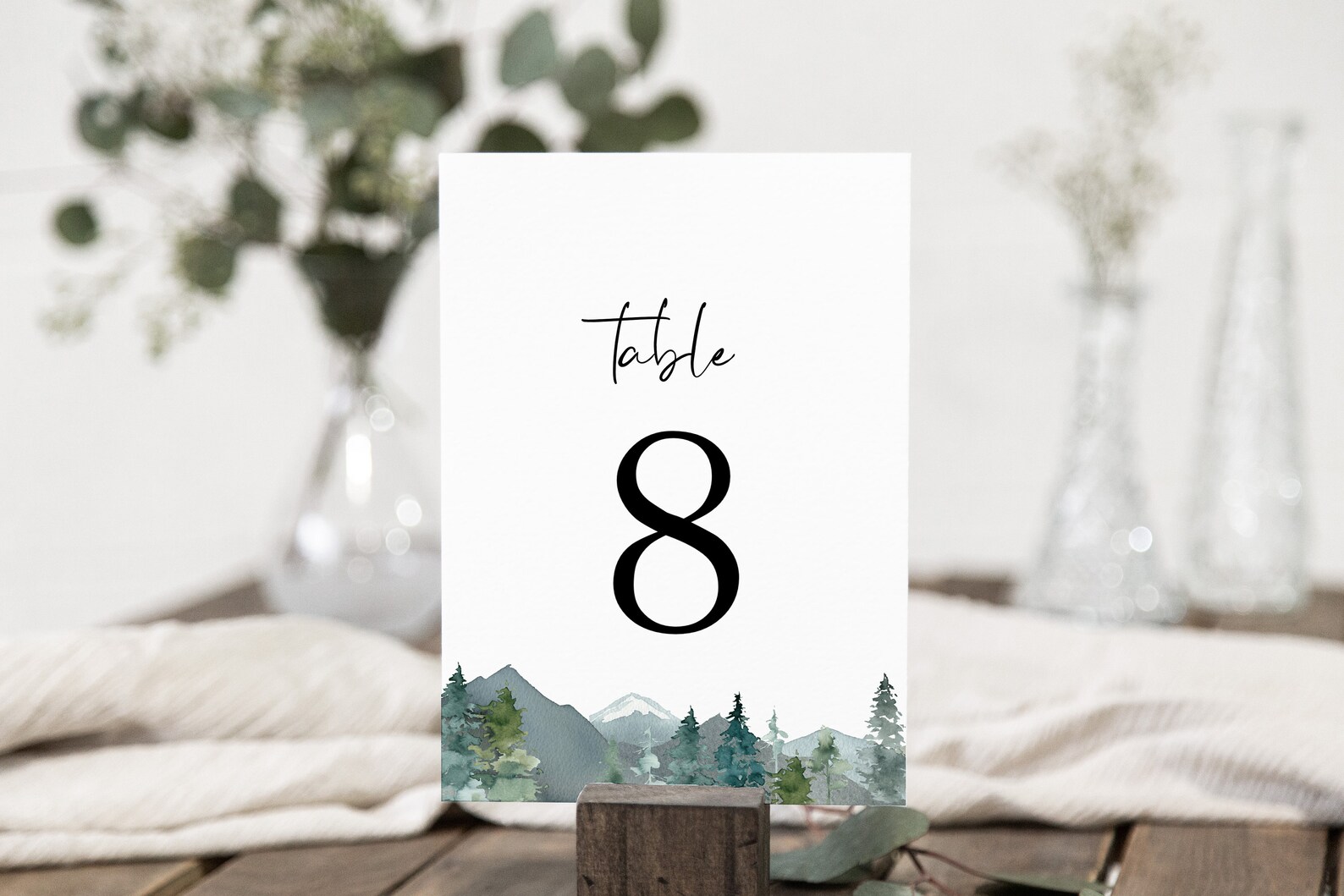Mountain Wedding Table Numbers, Printable Table Numbers Template, Edit ...