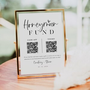 Modern Honeymoon Fund Sign, Venmo Honeymoon Wish Sign, Editable Wedding ...