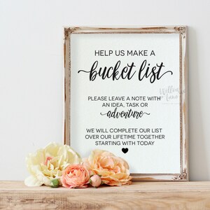 Wedding Bucket List Sign, 8x10, Bucket List Printable, Printable ...