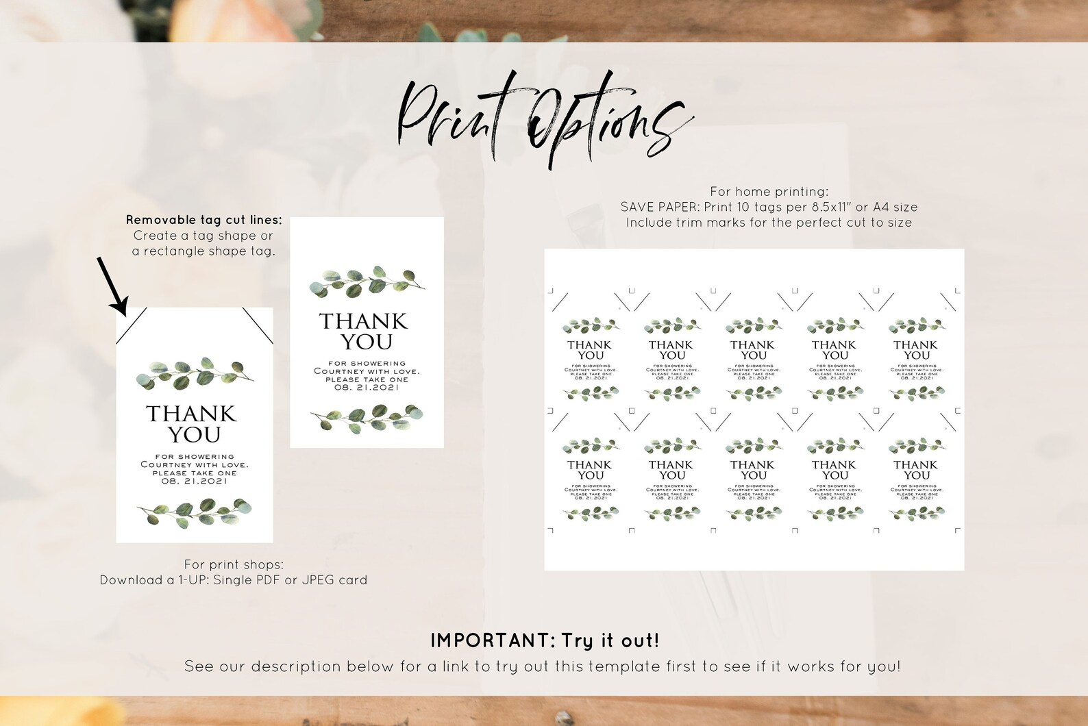 Greenery Thank You Tag Template Printable Favor Tag Greenery - Etsy