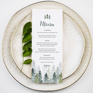 Pine Trees Menu, Winter Menu Card, Printable Forest Trees Menu , 2 ...