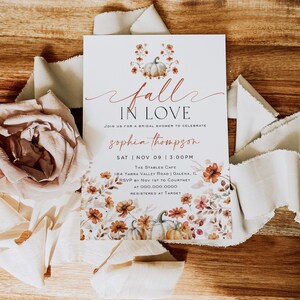 Fall in Love Bridal Shower Invitation, Pumpkin Bridal Shower Invitation ...
