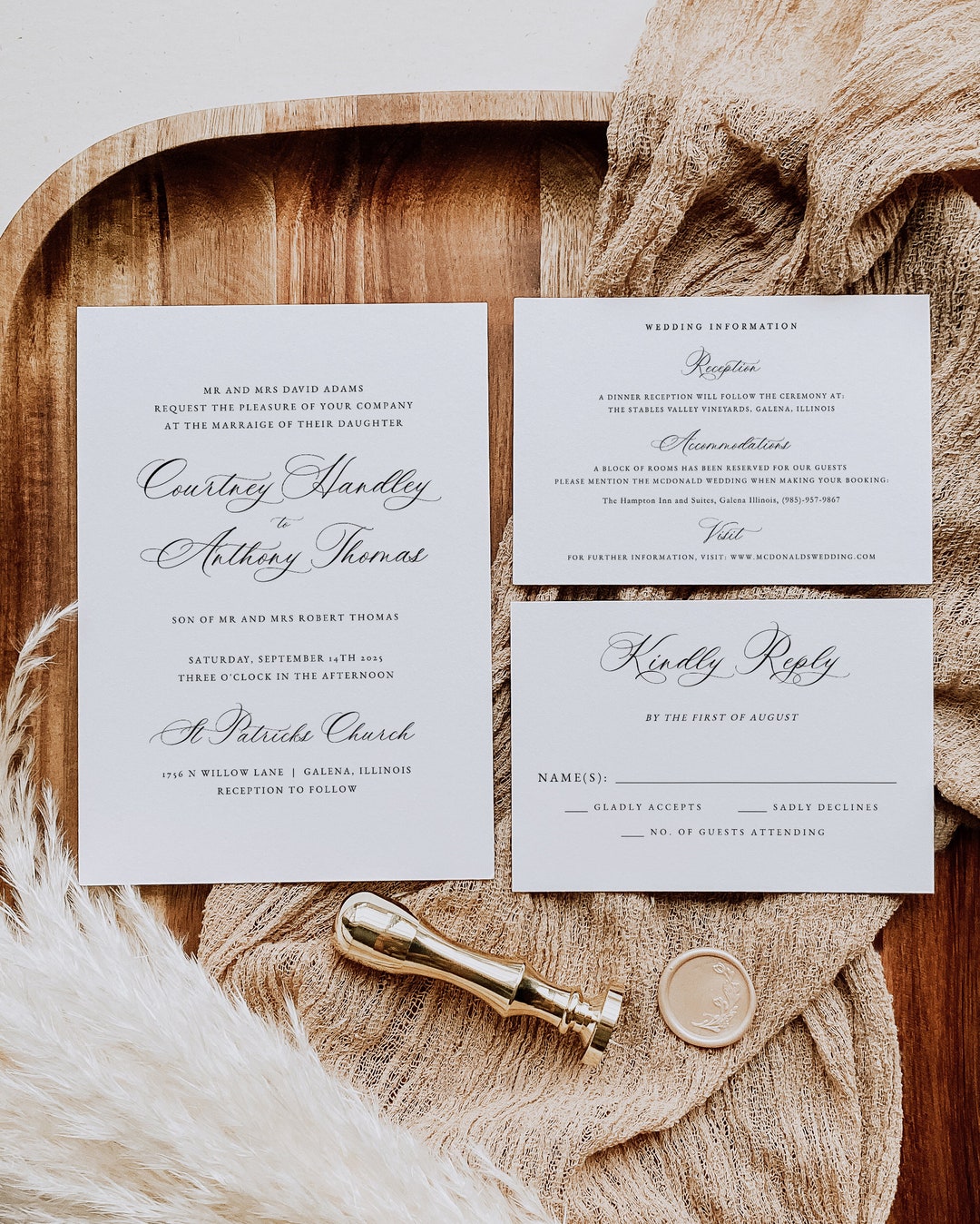 Minimalist Wedding Invitation, Script Wedding Invitation, Calligraphy ...