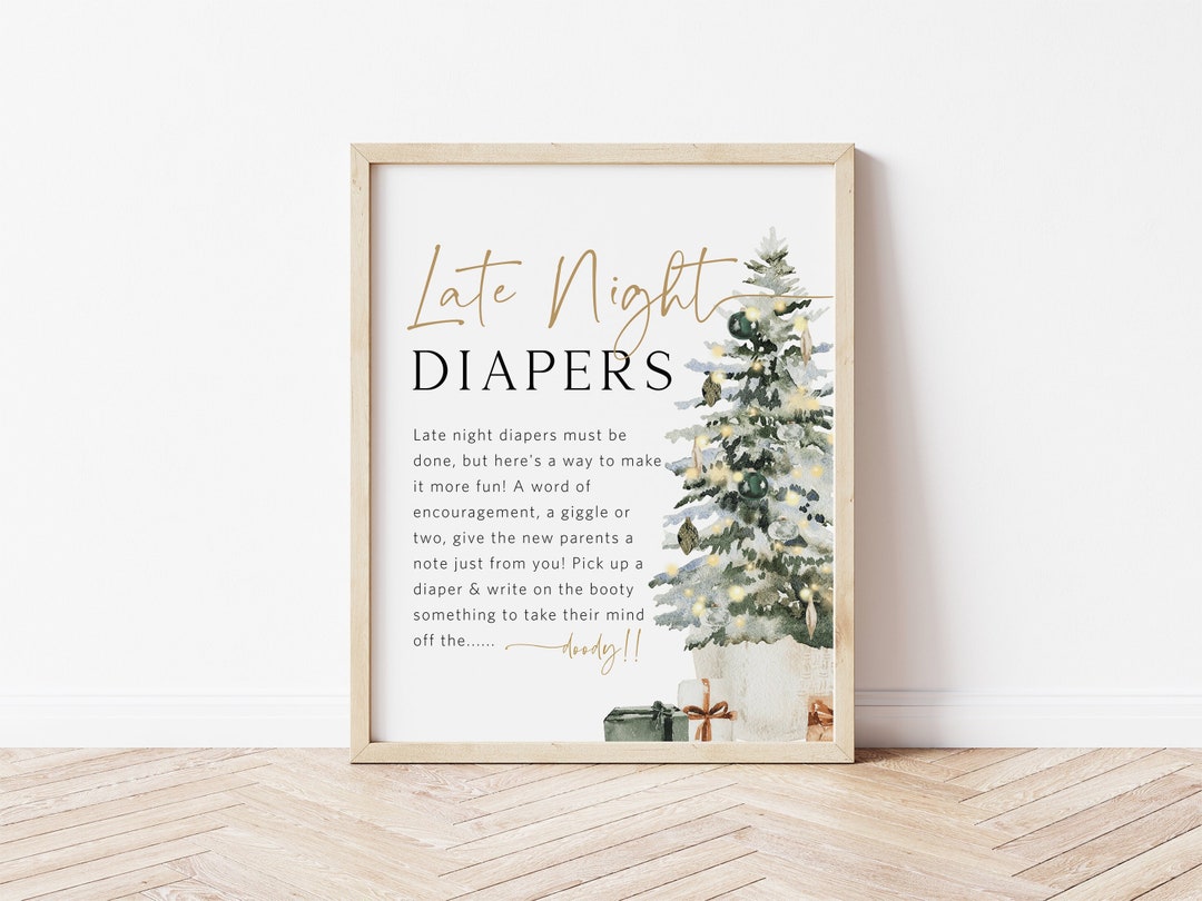 Printable Late Night Diapers Sign, Diaper Thoughts Signs, Christmas ...