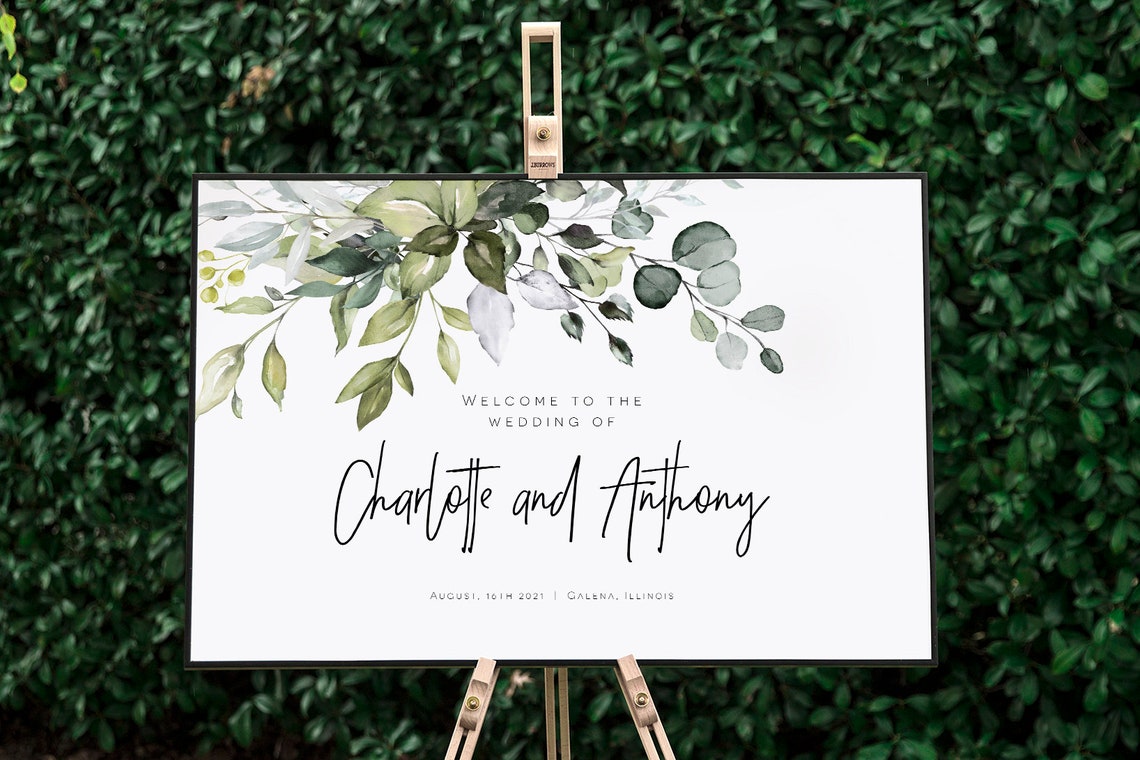 Greenery Welcome Sign Welcome Poster Printable Welcome Sign - Etsy