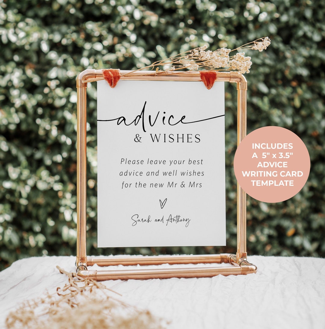Wedding Advice Sign Template, Printable Advice Cards, Wedding Signs ...