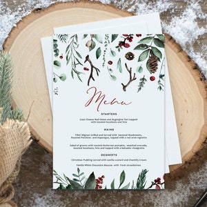 Christmas Menu, Winter Christmas Menu, Printable Christmas Menu , 5x7 ...