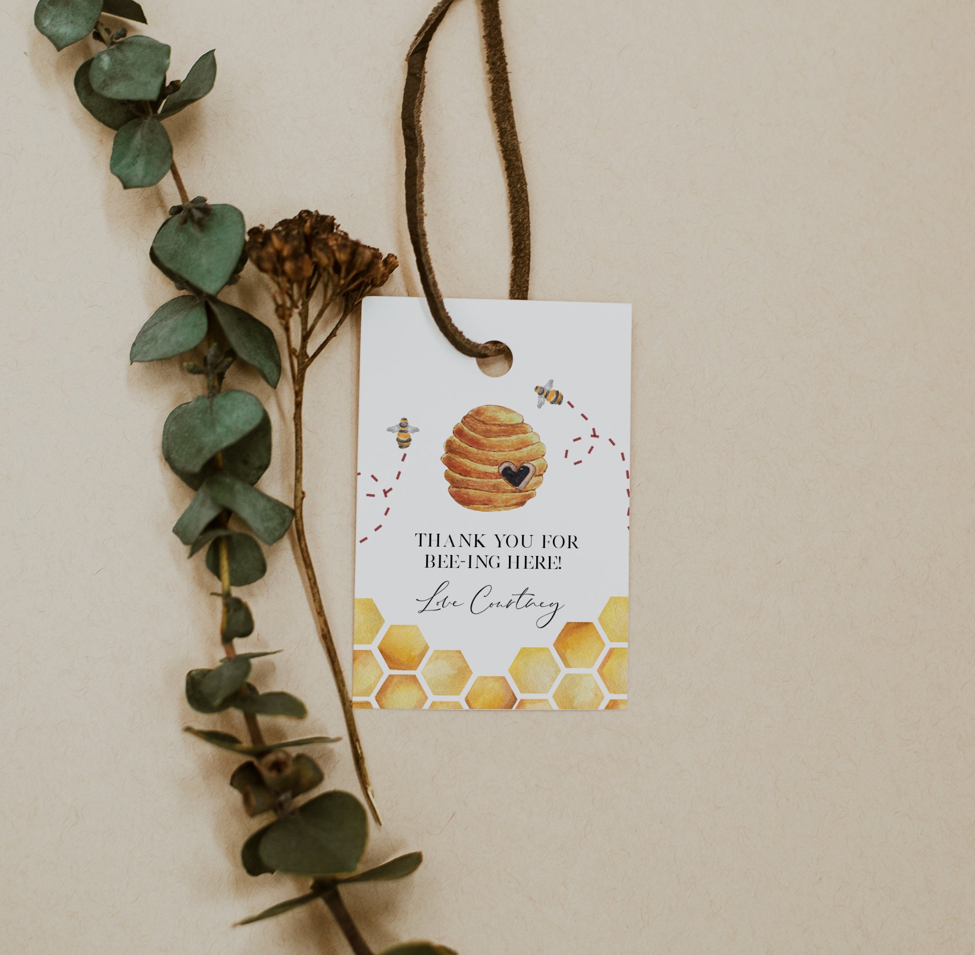 Bee Favor Tag Templett Thank You Tag Printable Honeybee - Etsy