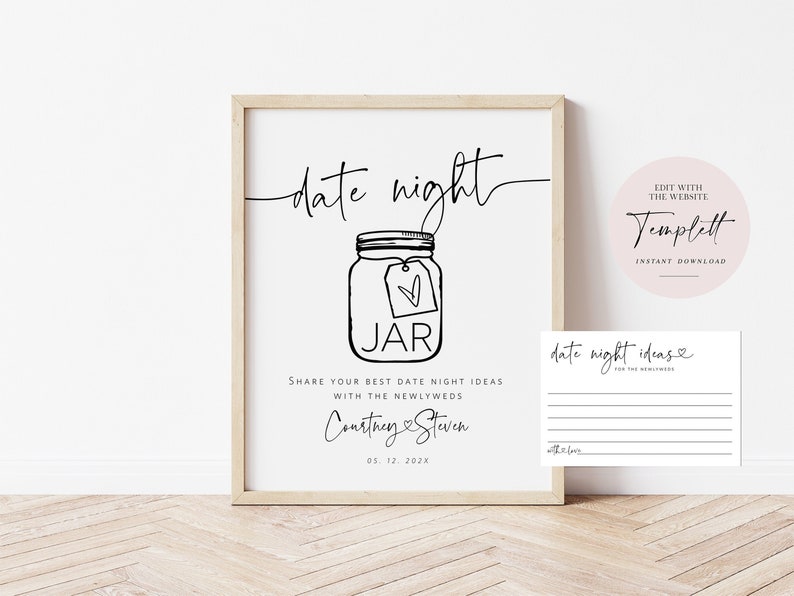 Minimalist Date Night Ideas Sign, Wedding Date Night Advice, Date Night ...