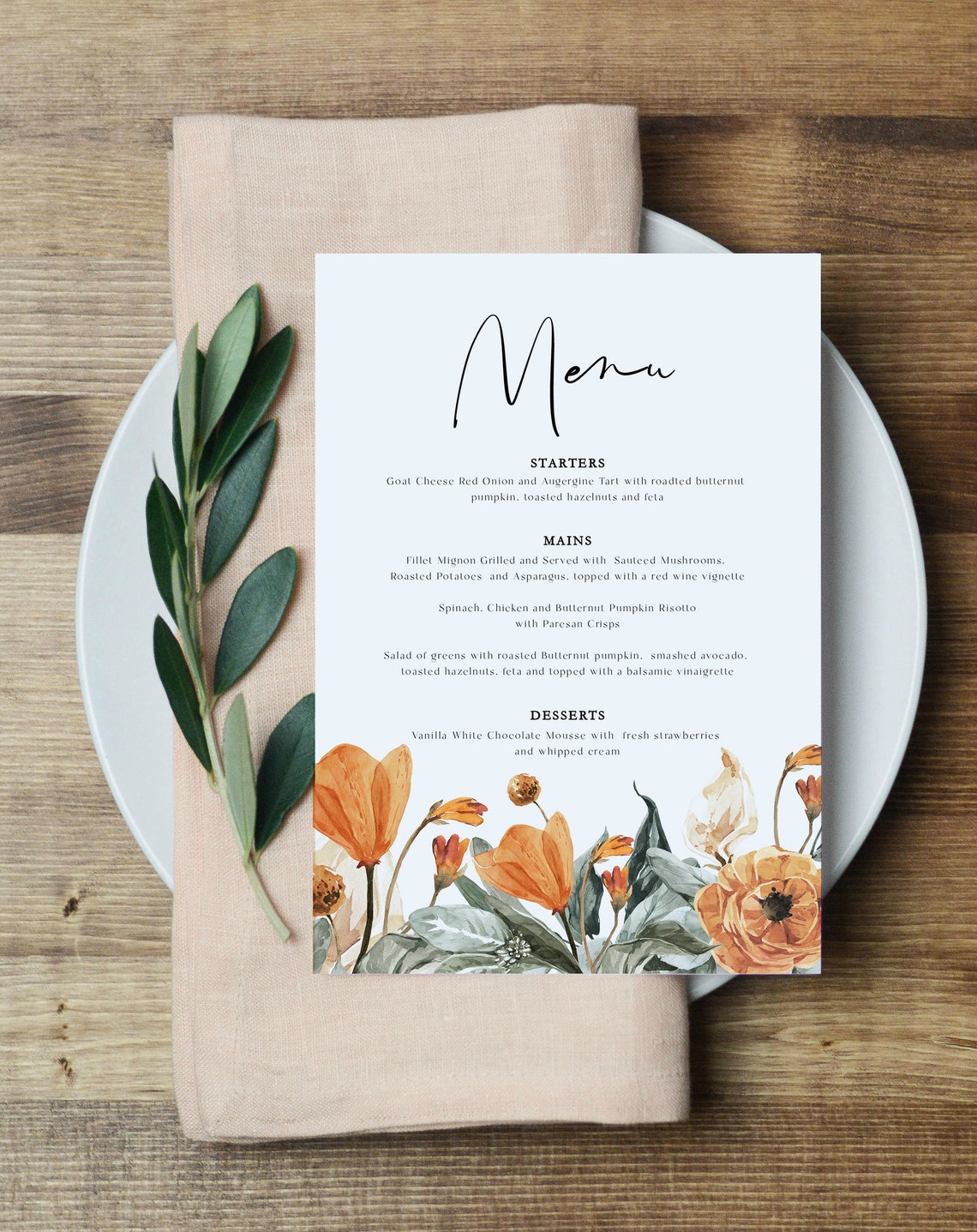 Boho Menu Card Template Greenery Menu Printable Menu Sign - Etsy